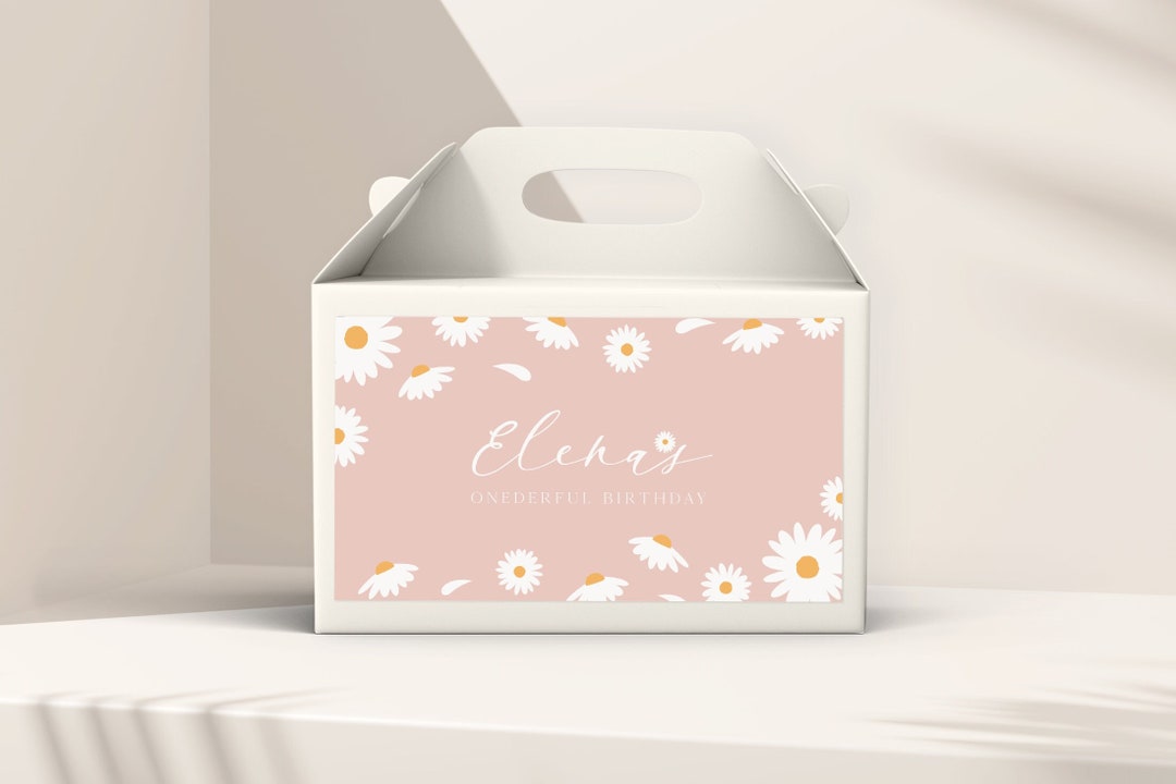 Daisy Gable Box Label Favor Box Label Editable Birthday Decor Digital ...