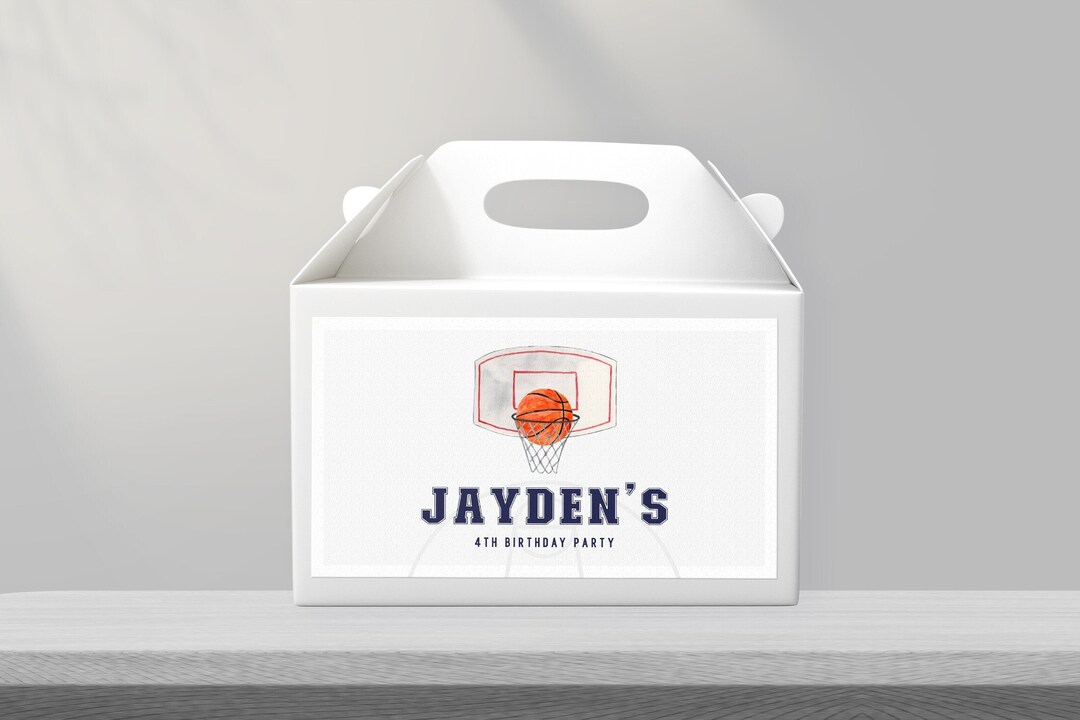 Basketball Birthday Gable Box Label Favor Box Label Sport Birthday ...