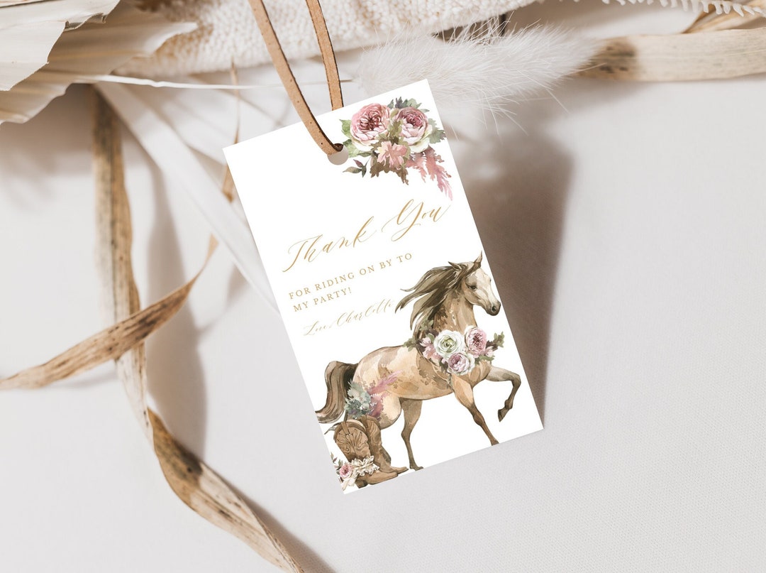 Editable Cowgirl Horse Thank You Tag Favor Tag Horse Party Saddle up ...