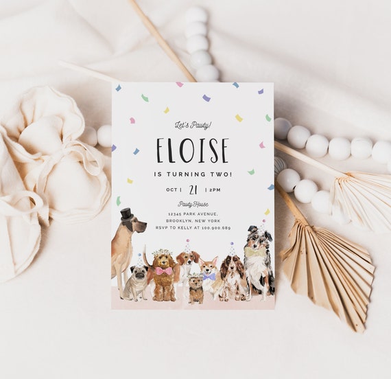 Puppy Modern Birthday Invitation Printable Puppy Invitation Dog ...