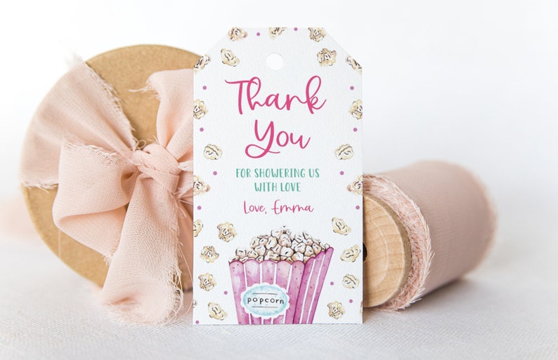 Editable Popcorn Gift Tag Thank You Tag Cute Popcorn Birthday - Etsy