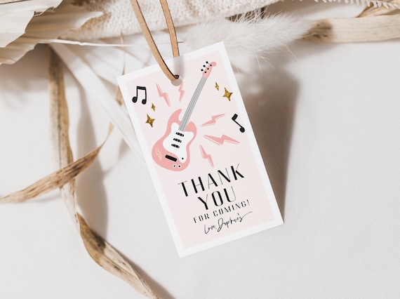 Rock Star Thank You Tag Favor Tag Flower Let's Rock Gift Tag Printable ...