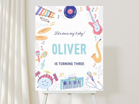 Editable Music Instruments Guitar Piano Keyboard Modern Birthday Party ...