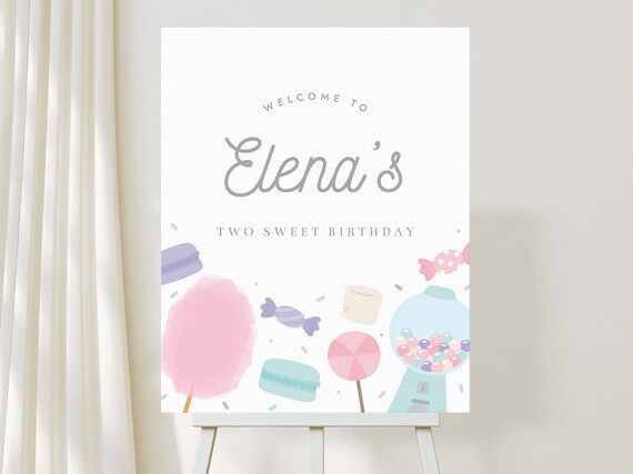 Modern Two Sweet Birthday Welcome Sign Custom Sign Printable Sweet ...