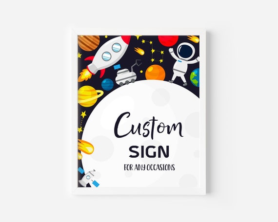 Editable Outer Space Modern Birthday Custom Sign Birthday Printable ...