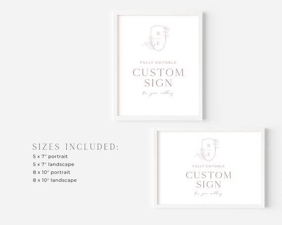 Editable Modern Wedding Crest Custom Sign Wedding Logo Template Elegant ...