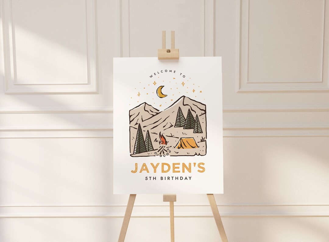 Camping Calling All Campers Birthday Welcome Sign Camper Tent Wild ...