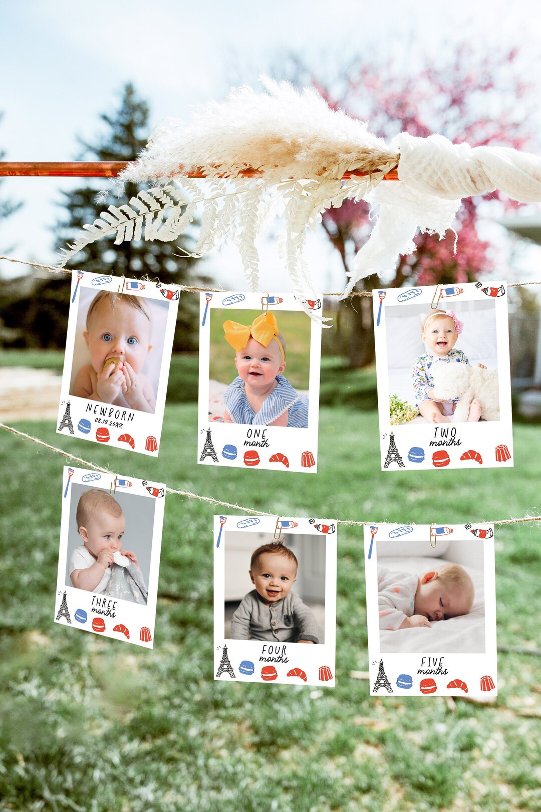 Editable Paris Monthly Milestone Photo Cards Eiffel Tower First ...