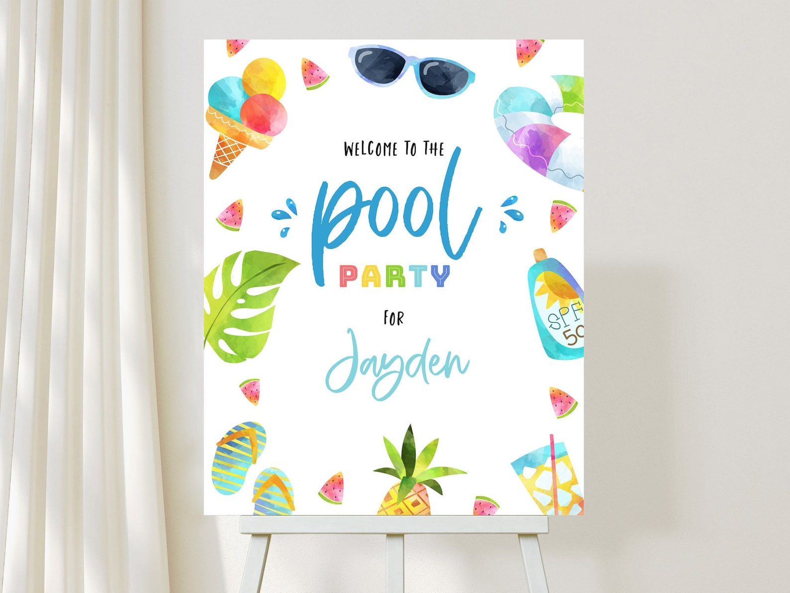 Pool Party Birthday Party Welcome Sign Birthday Sign Custom | Etsy