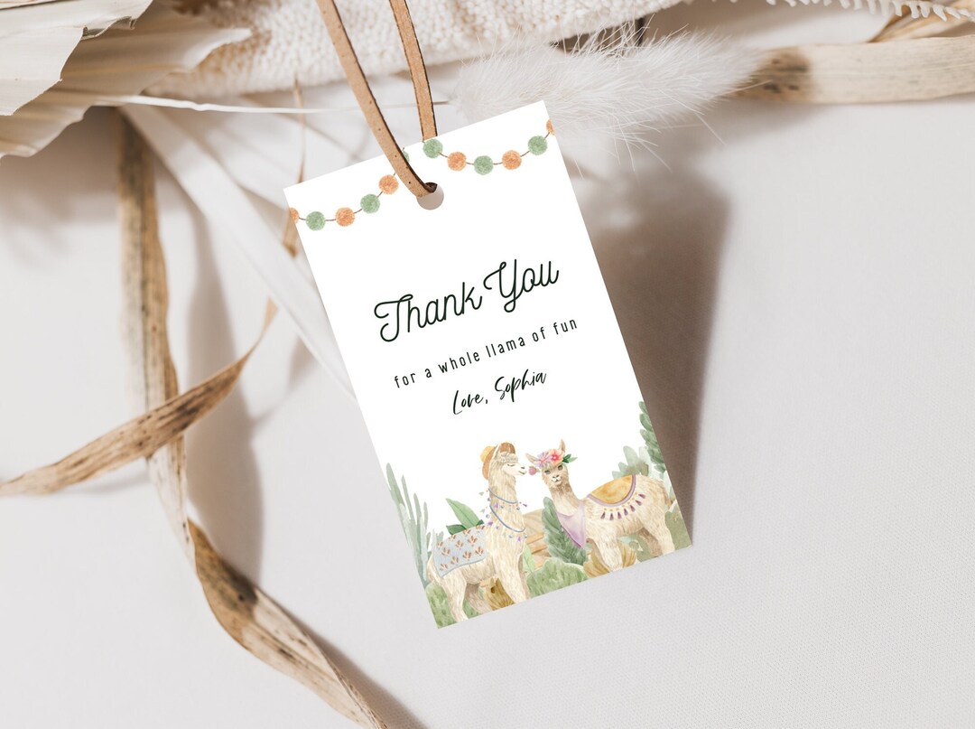 Editable Llama of Fun Thank You Tag Favor Tag Alpaca Gift Tag Printable ...