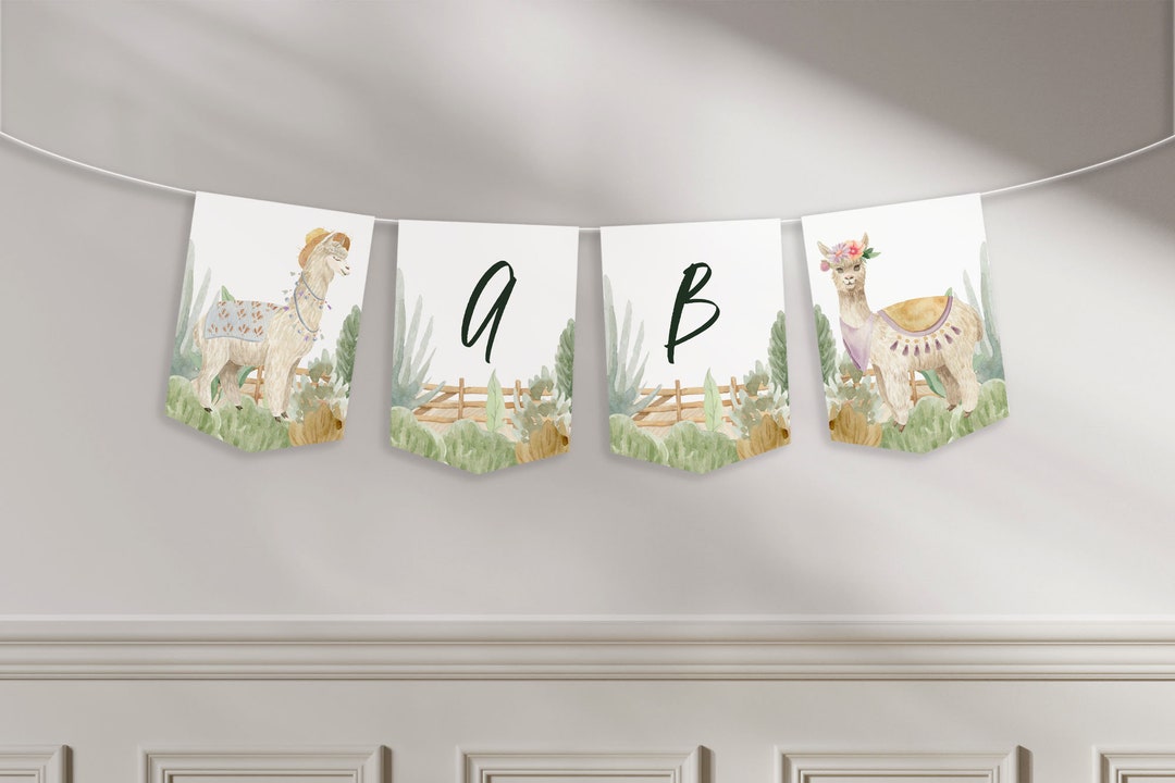 Editable Llama Happy Birthday Banner Alpaca High Chair Banner Printable ...