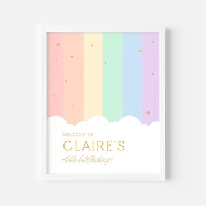 Pastel Rainbow Birthday Welcome Sign Rainbow Birthday - Etsy