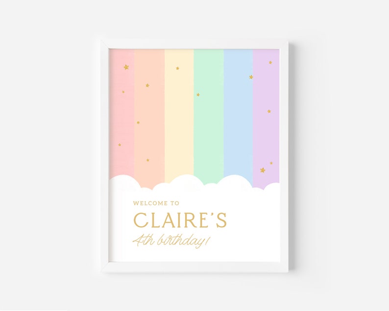 Pastel Rainbow Birthday Welcome Sign Rainbow Birthday - Etsy