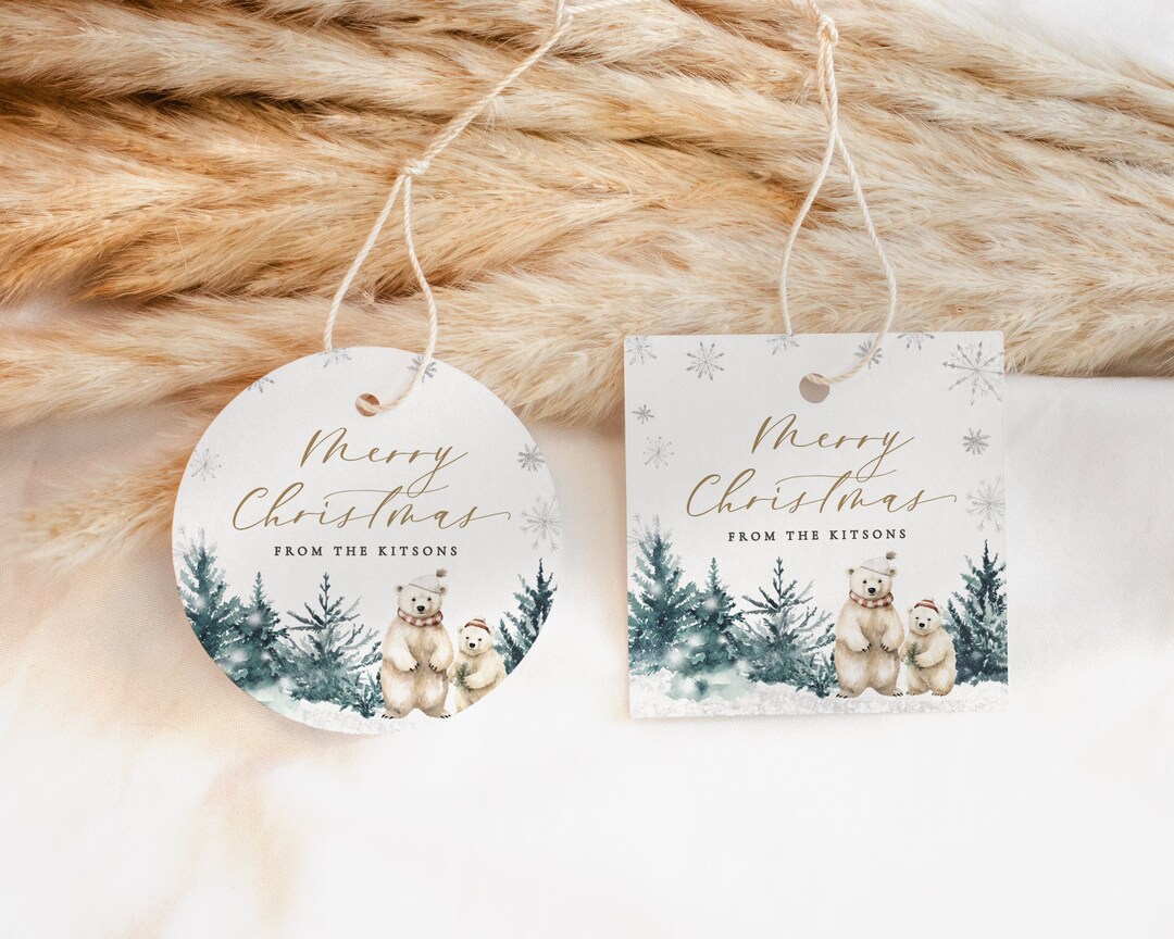 Winter Wonderland Polar Bear Thank You Tag Christmas Gift Tag Party ...