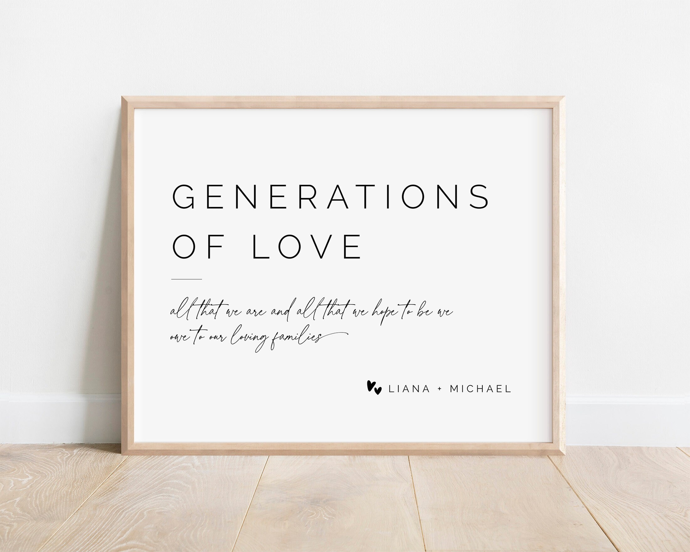 Editable Generations of Love Sign Wedding Table Sign Corjl - Etsy
