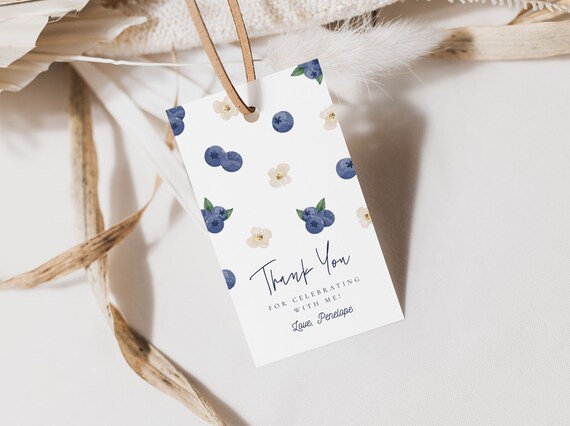 Blueberry Modern Birthday Thank You Tag Gift Tag Fruit Birthday Party ...