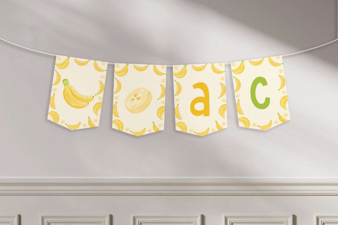 Let's Go Banana Happy Birthday Banner Garland First Bunting High Chair ...