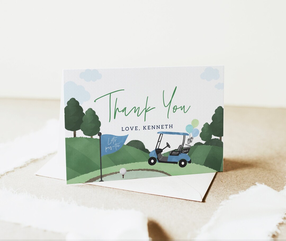 Golf Thank You Card Fold Card Blueberry Birthday Golf Fold Card ...