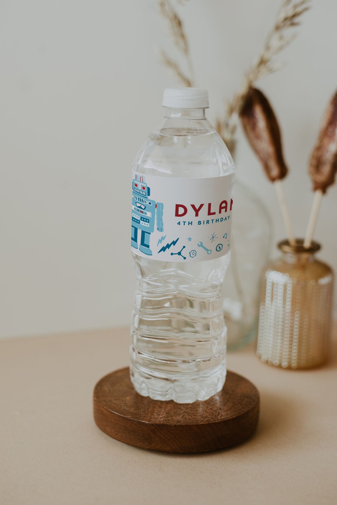 Editable Robot Water Bottle Label Waterbottle Gear up Birthday Decor ...