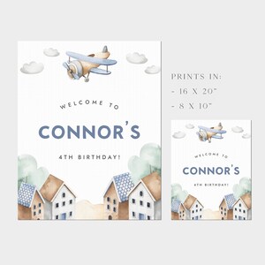 Airplane Plane Birthday Welcome Sign Aircraft Birthday Printable Party ...