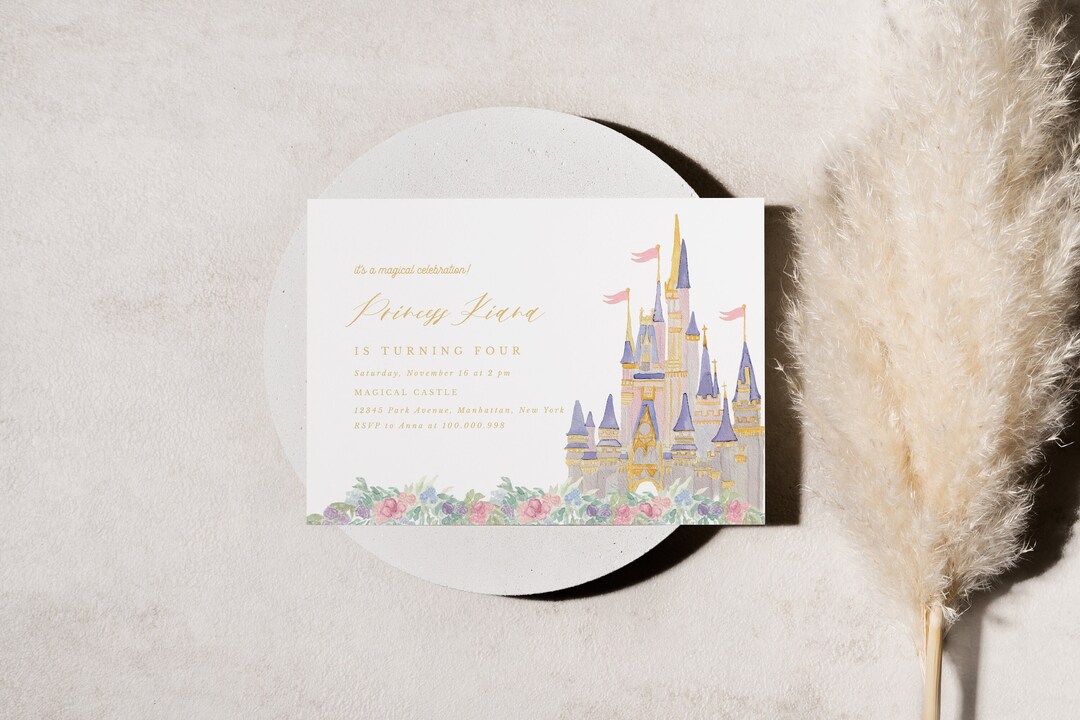Princess Birthday Invitation Template Castle Invitation Editable ...