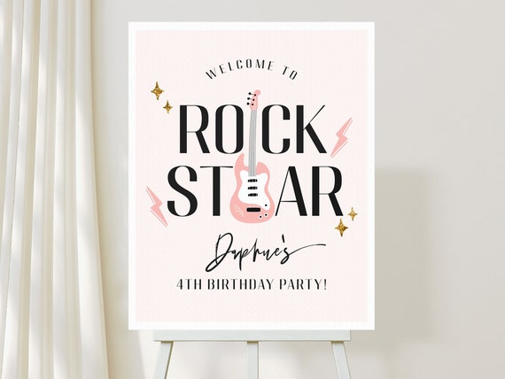 Rock Star Birthday Welcome Sign Birthday Poster Rock Star Welcome ...