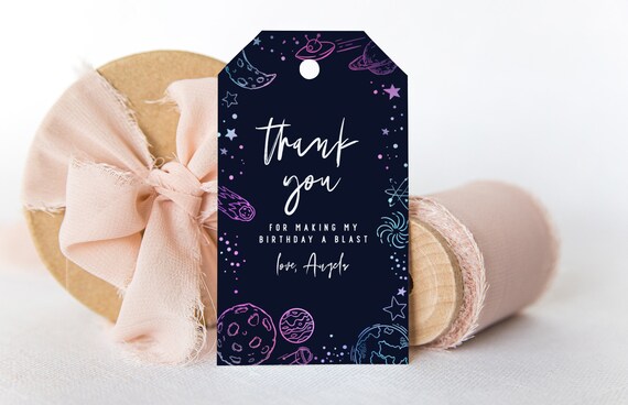 Magical Space Thank You Tag Milky Way Favor Tag Galaxy Modern Birthday ...