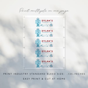 Editable Robot Water Bottle Label Waterbottle Gear up Birthday Decor ...