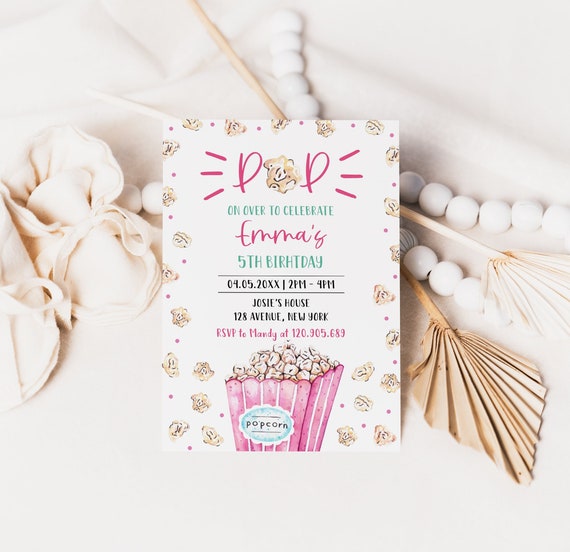 Editable Pop On Over Modern Birthday Invitation Party Invite Cute ...