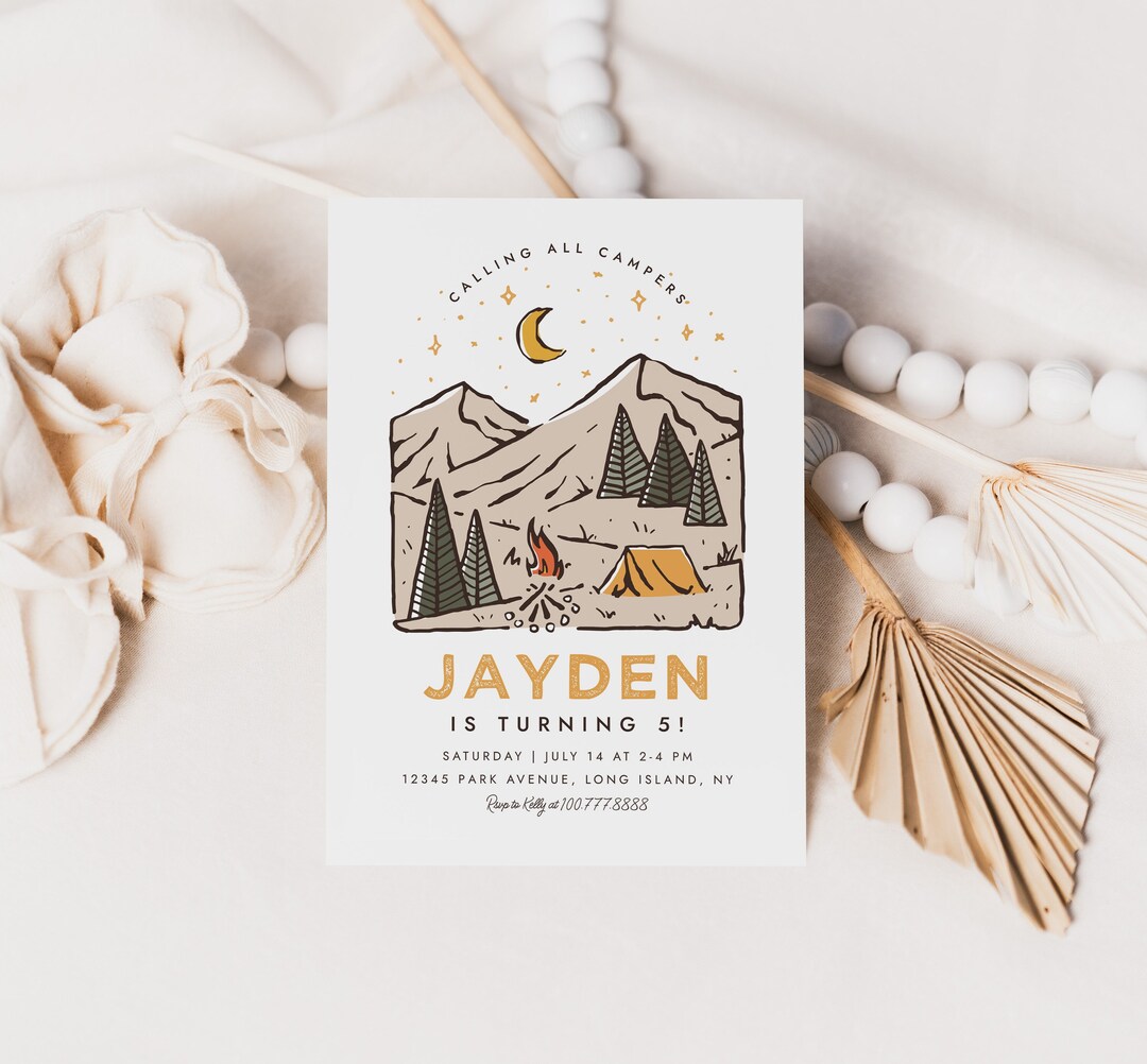 Camping Birthday Invitation Template Calling All Campers Birthday ...