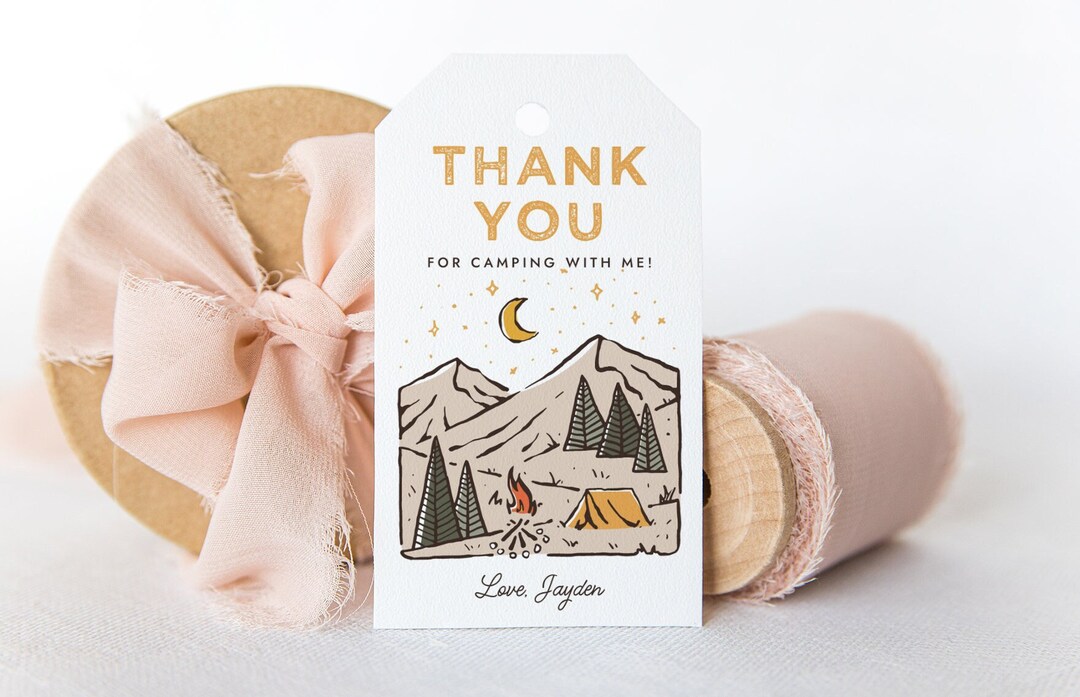 Camping Calling All Campers Thank You Tag Camping Wild Gift Tag Party ...