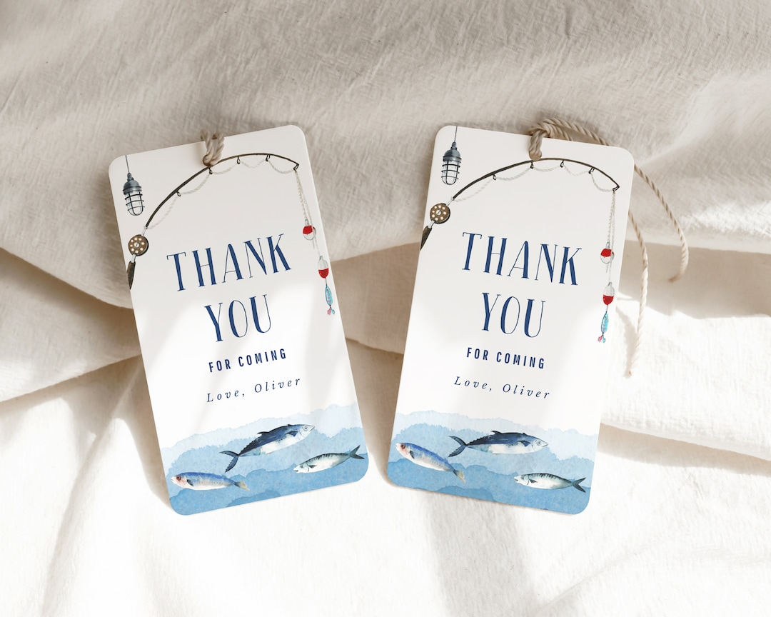 Editable Fishing Thank You Tag Favor Tag Fish Gift Tag Birthday Decor ...