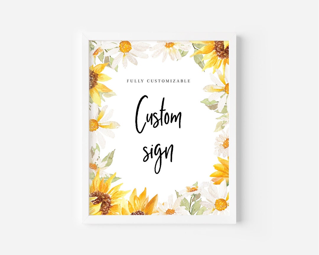 Editable Watercolor Daisy Custom Sign Printable Cute Soft Pastel Corjl ...
