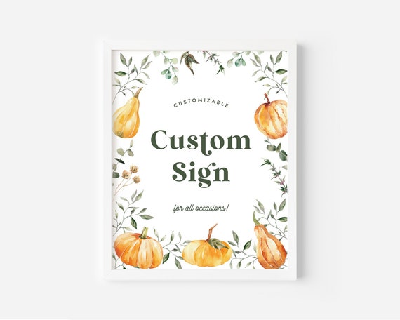 Pumpkin Custom Sign Modern Birthday Decor Printable Pumpkin Birthday ...