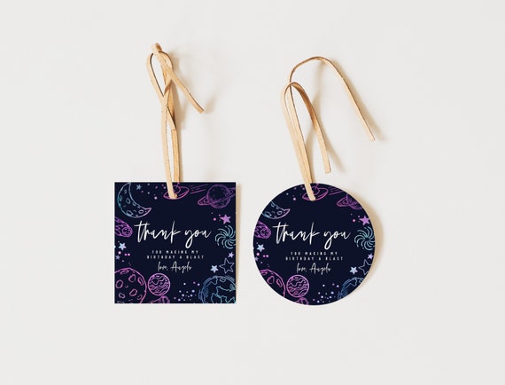 Magical Space Thank You Tag Milky Way Favor Tag Galaxy Modern Birthday ...