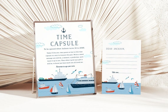 Editable Ships Time Capsule Modern Birthday Game Sailing Boats Birthday ...