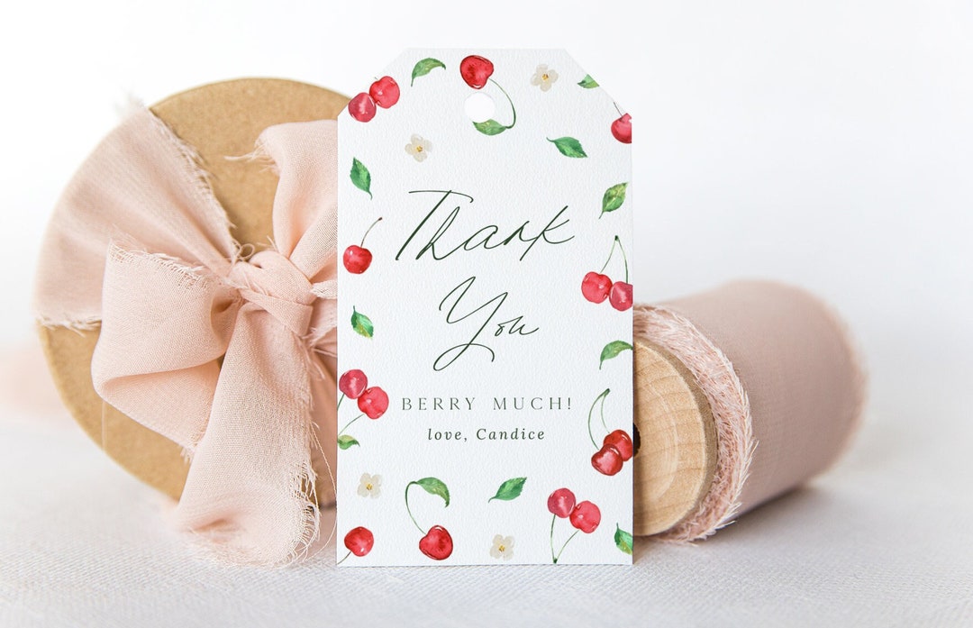 Cherry Thank You Tag Favor Tag Fruit Gift Tag Printable Corjl Template ...