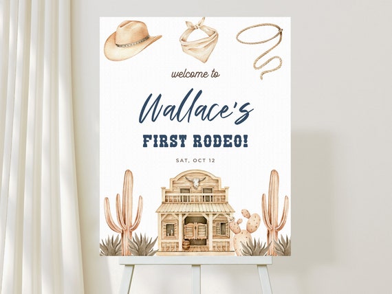 Western Cowboy Modern Birthday Welcome Sign Western Birthday Sign ...