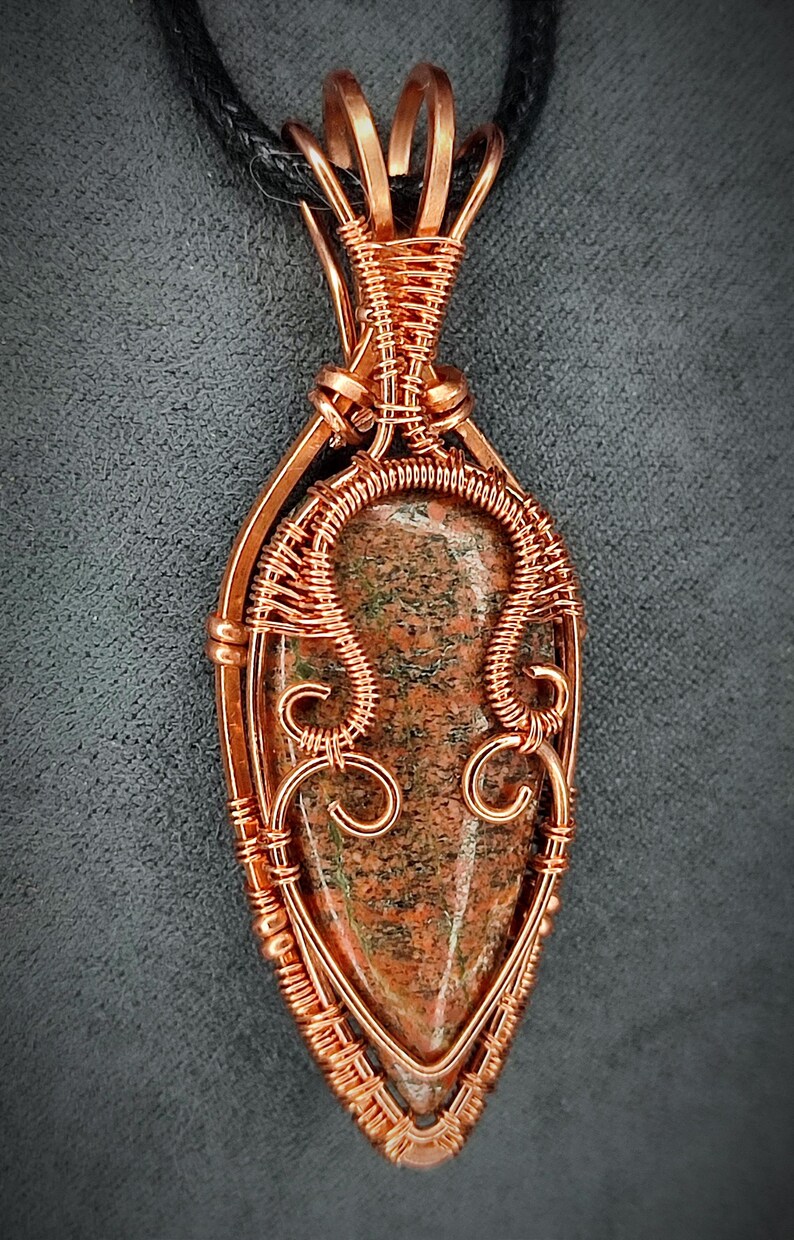 Red Granite Pendant in Copper - Etsy