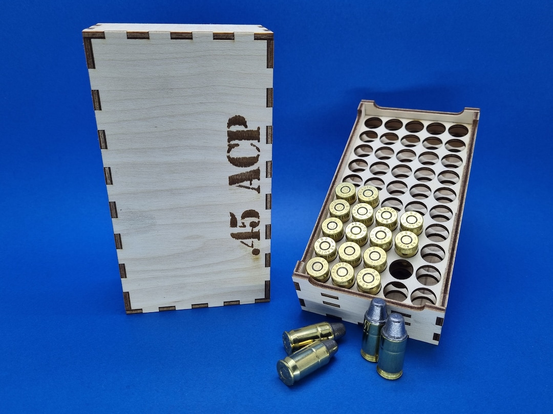 45 ACP Ammo Ammunition Box Crate - Laser Cut File - for 45 ACP Bullets ...