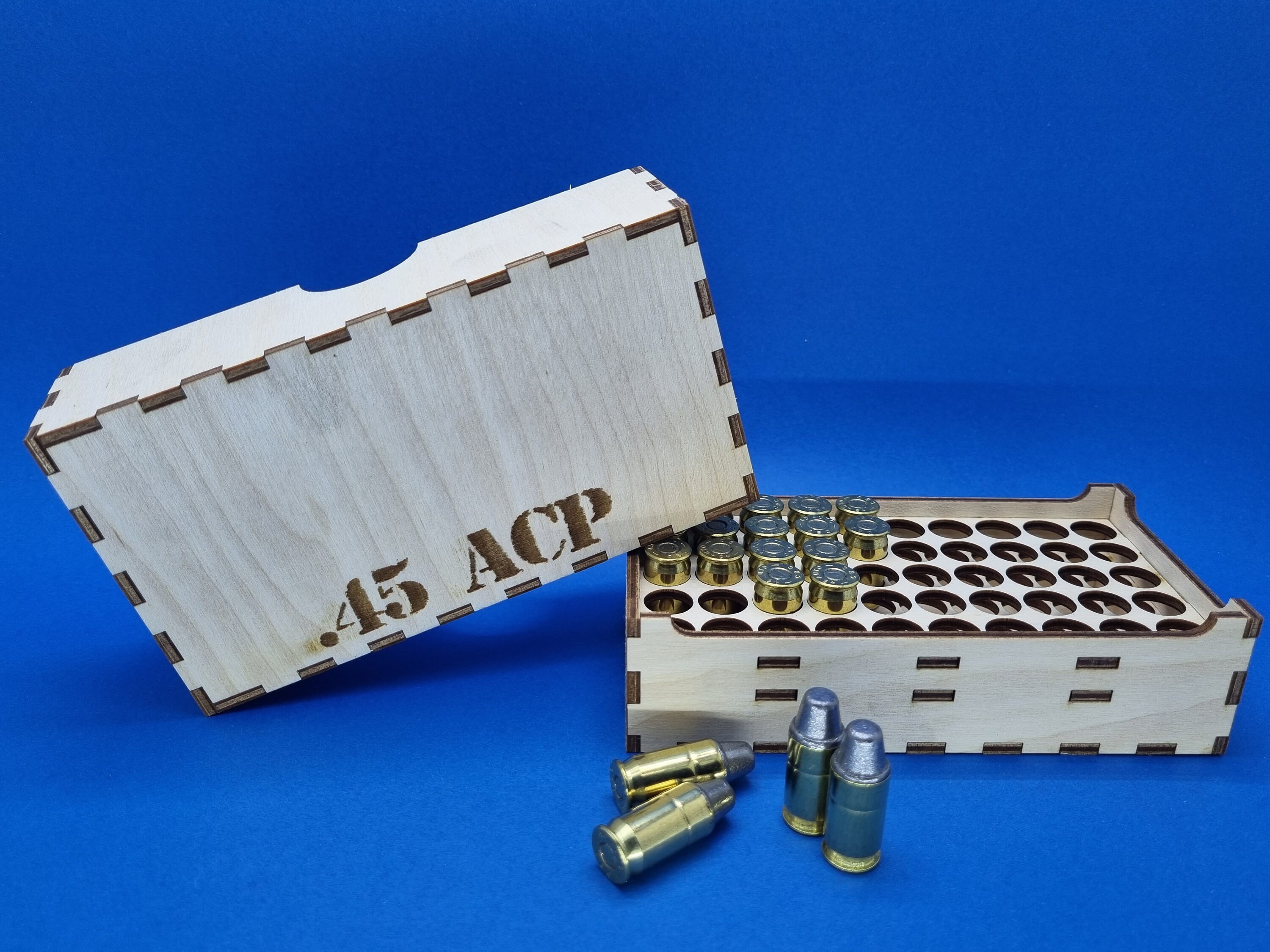 45 ACP Ammo Ammunition Box Crate - Laser Cut File - for 45 ACP Bullets ...