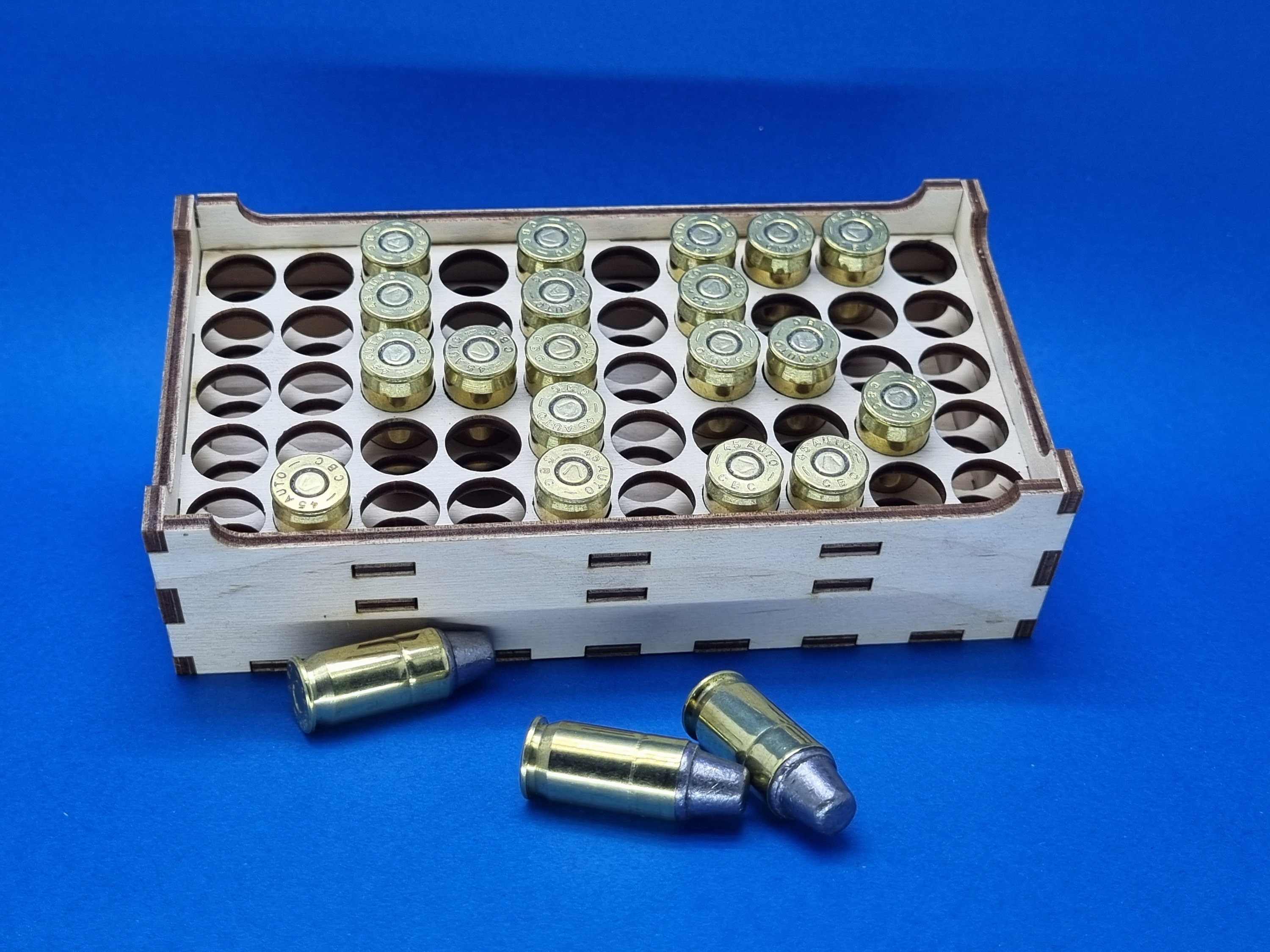 45 ACP Ammo Ammunition Box Crate - Laser Cut File - for 45 ACP Bullets ...