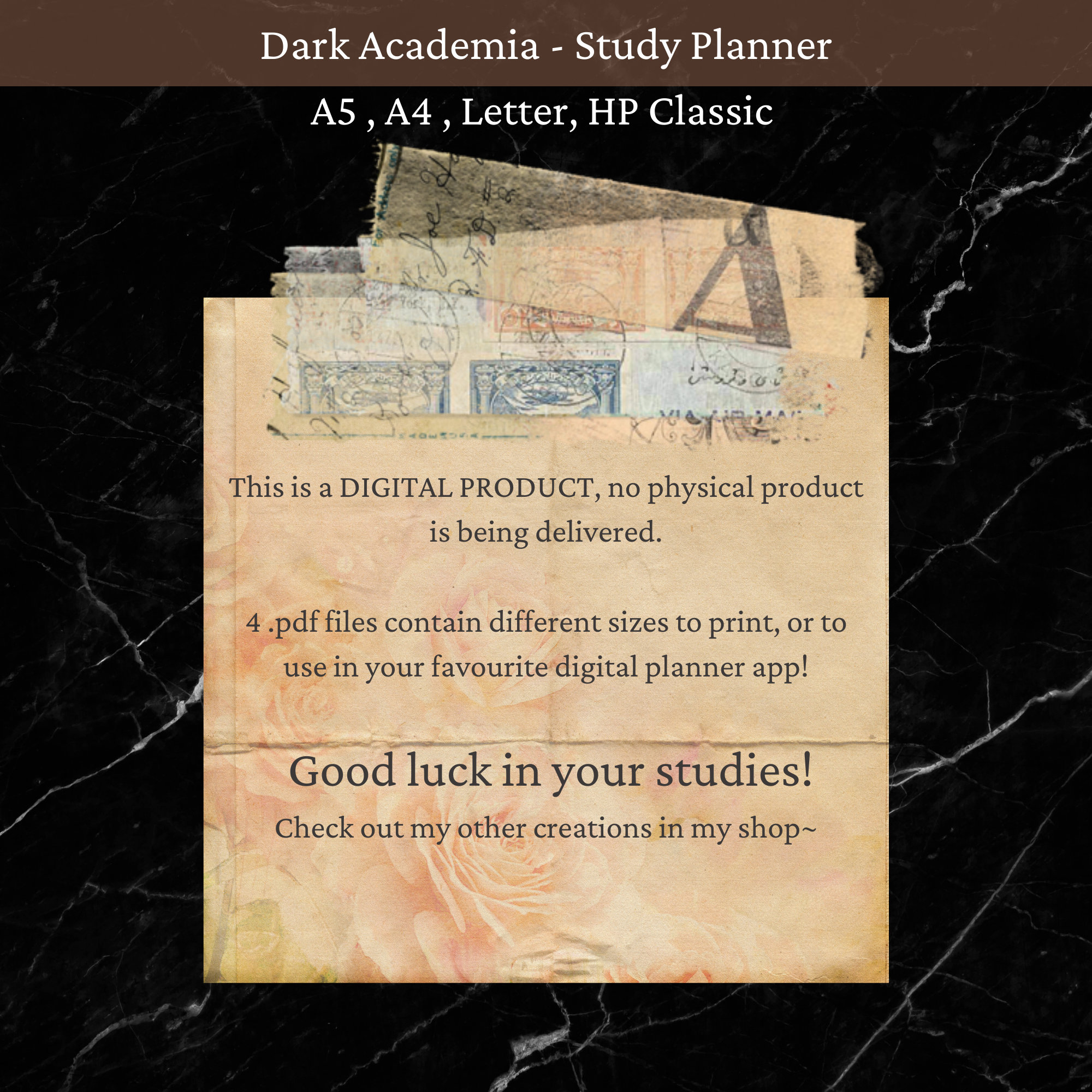 Dark Academia Study Pack Printables - Pomodoro Technique, Daily Study ...