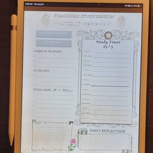 Dark Academia Study Pack Printables - Pomodoro Technique, Daily Study ...