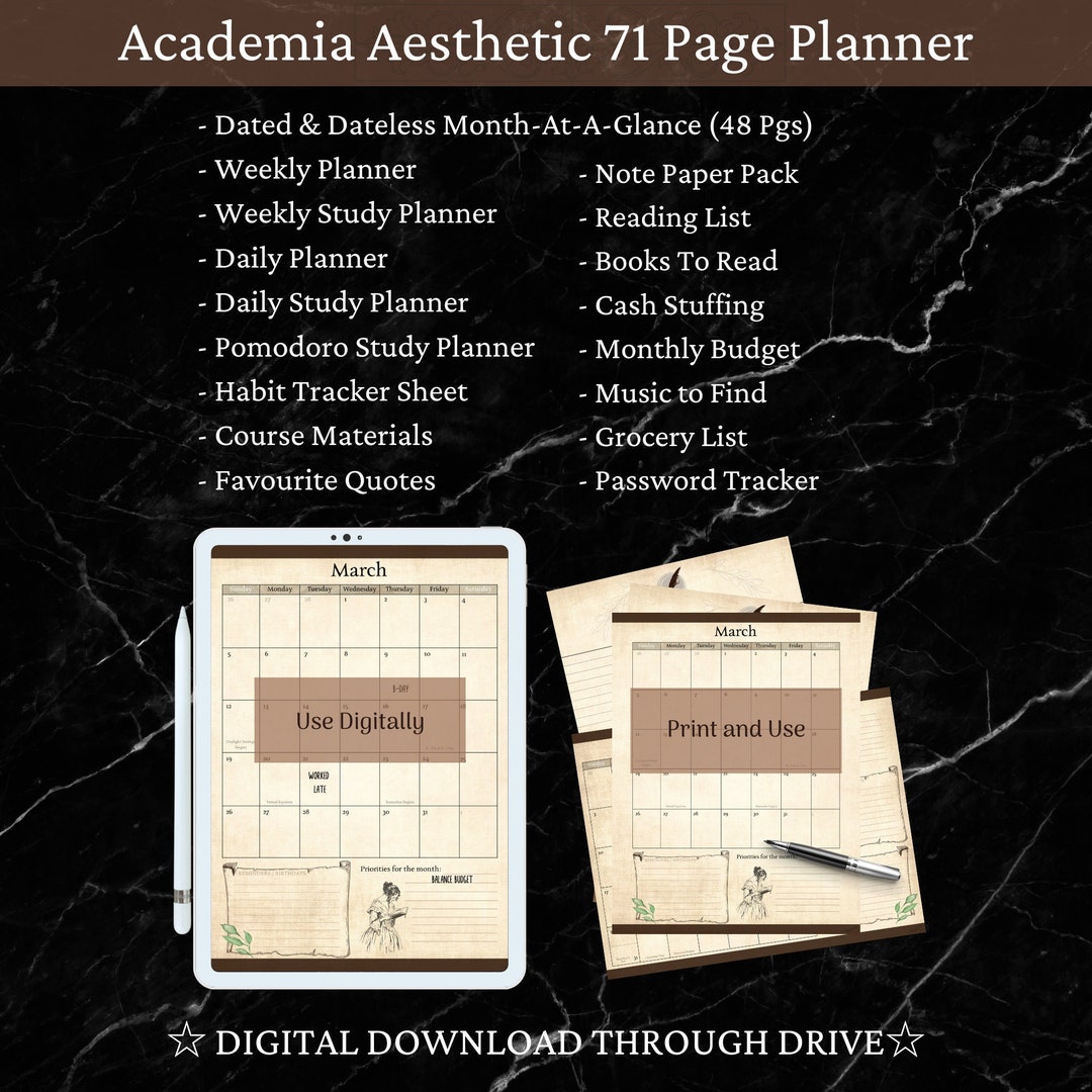 DARK ACADEMIA Printable | Digital Sheets (71 Pages) - Etsy