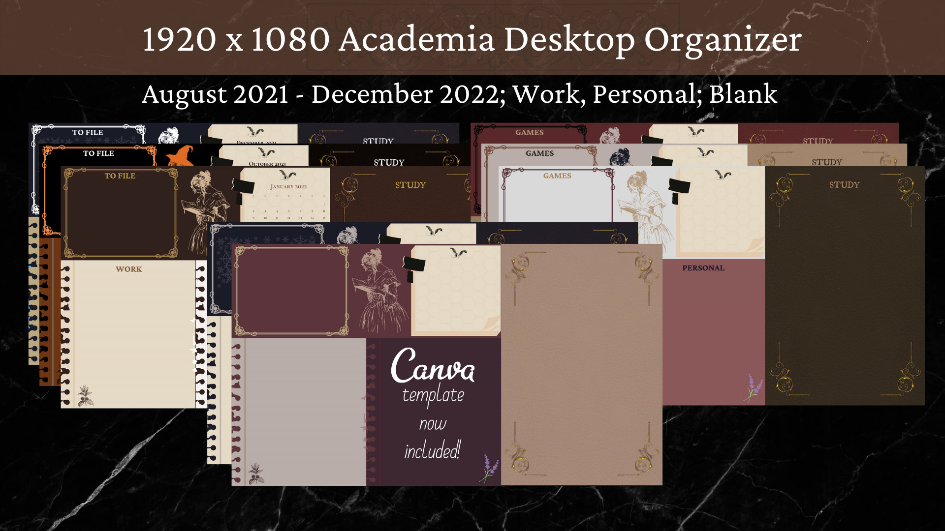 Dark Academia Theme Desktop Wallpapers Digital Download, Labeled ...