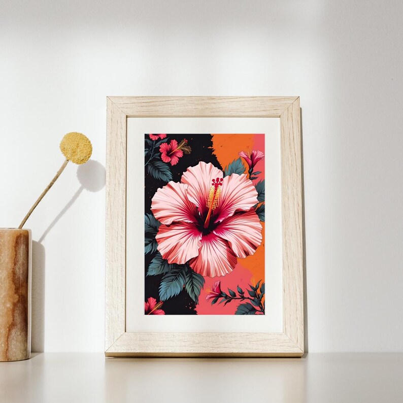 Tropical Hibiscus Wall Art | Instant Download Floral Print | Vibrant ...