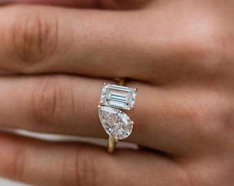 Double Stone Engagement Ring | Etsy