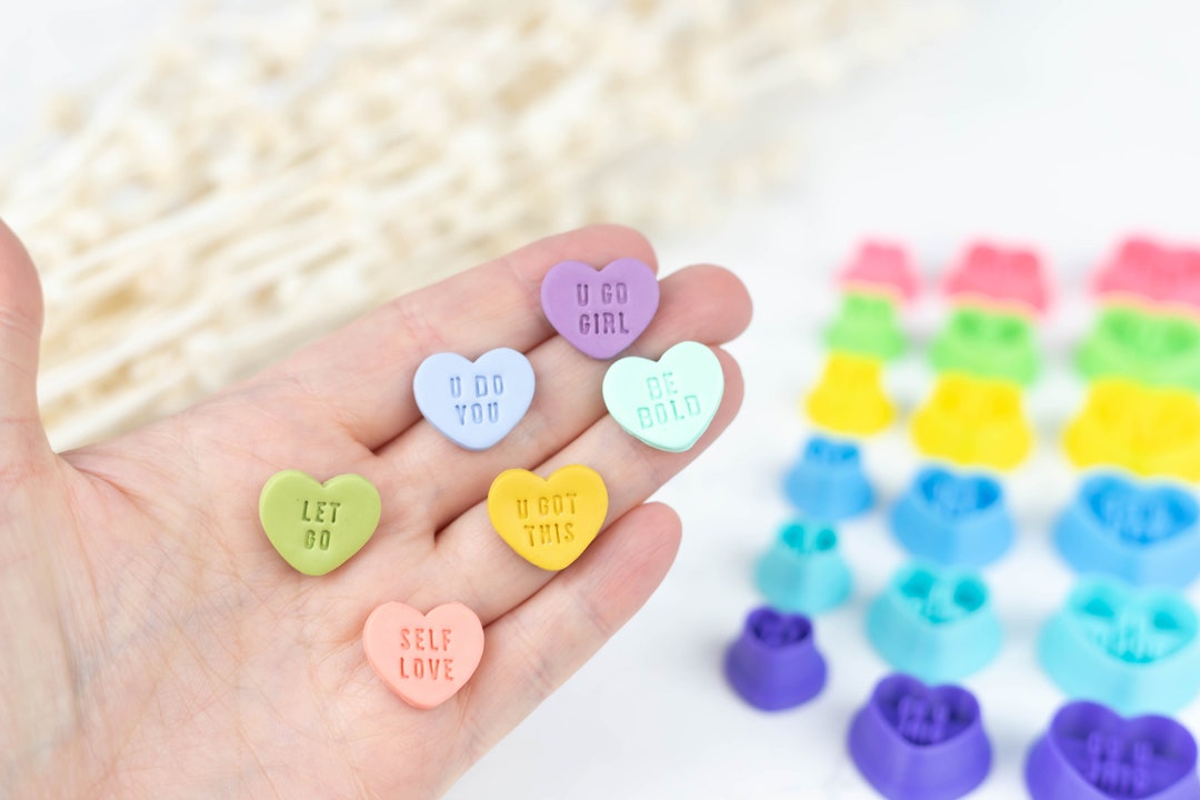 Valentines Polymer Clay Cutter, Conversation Heart Clay Cutters, Candy ...