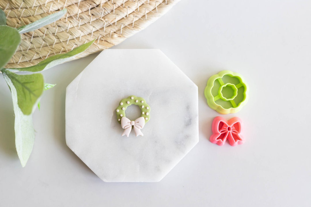 Wreath and Bow Polymer Clay Cutter Set, Christmas Clay Cutters, Winter ...